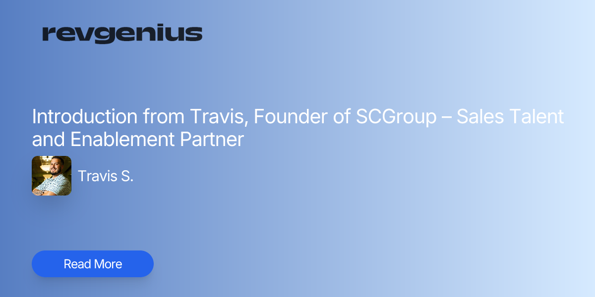 Introduction from Travis, Founder of SCGroup – Sales Talent and ...