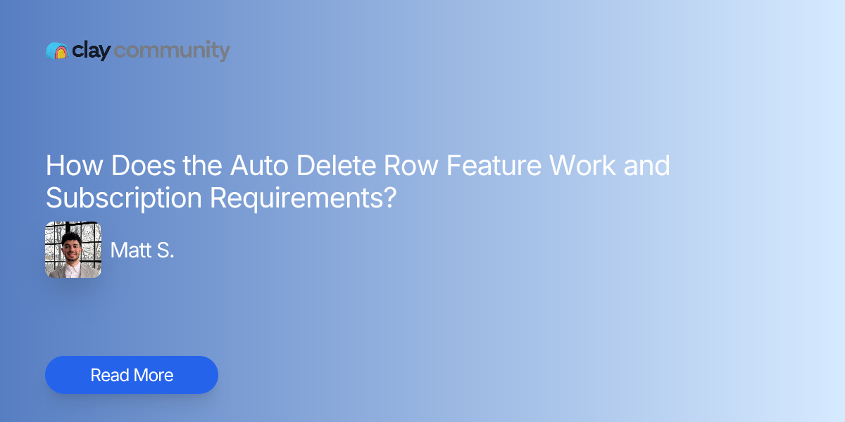 How Does the Auto Delete Row Feature Work and Subscription Requirements ...