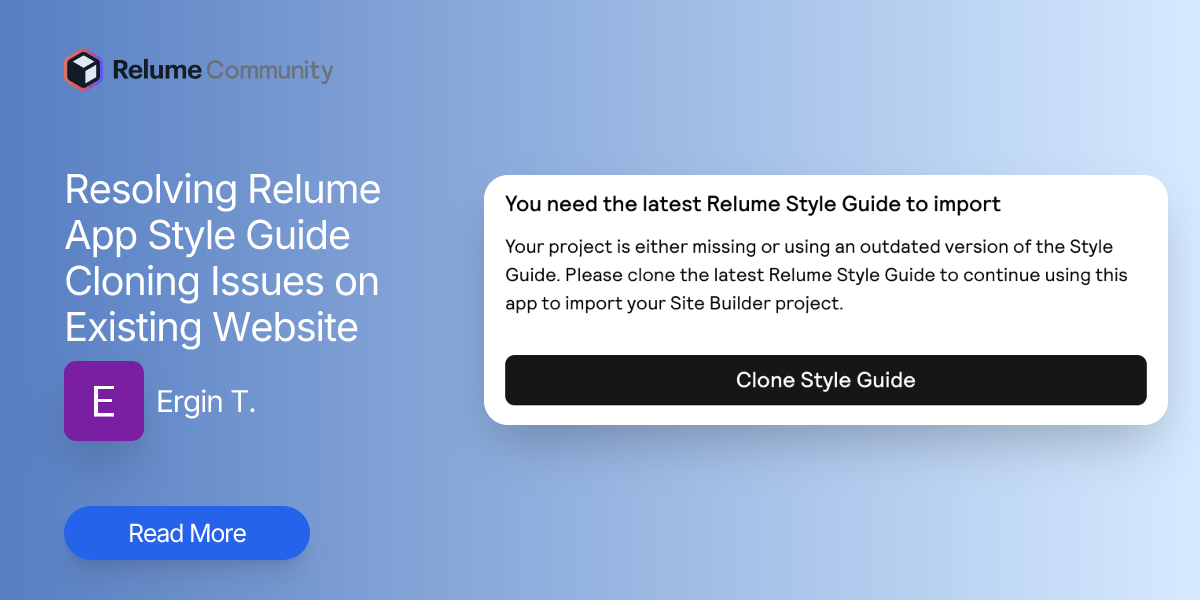 Resolving Relume App Style Guide Cloning Issues on Existing Website | Relume Community